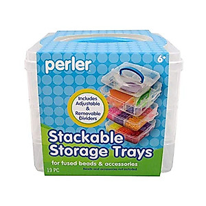 Perler Bead Large Organizer Stackable Storage Container Bead Trays, 3pc.