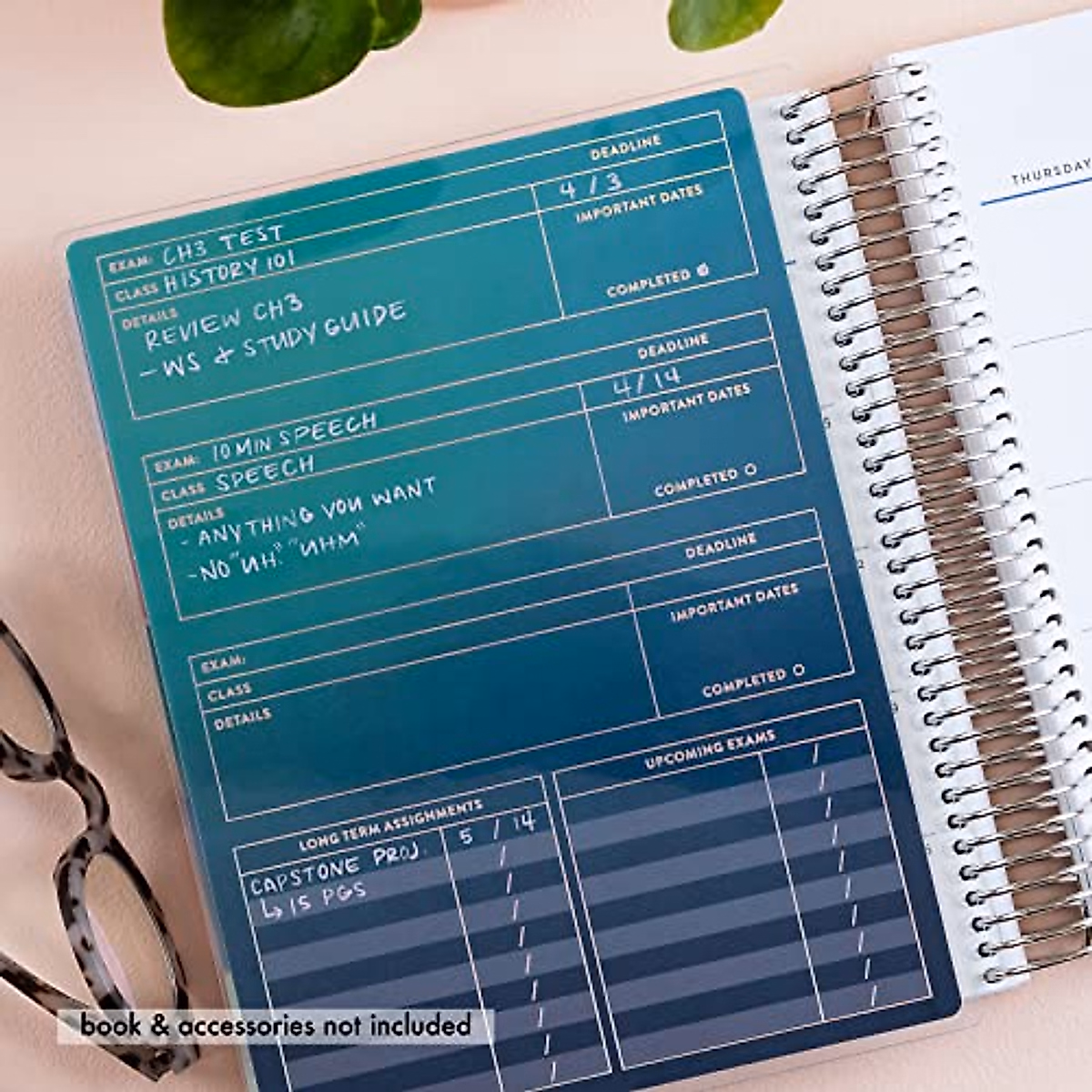 7" x 9" Snap-in Dashboard - Wet Erase, Reusable, Double Sided Surface for Tracking Projects and Exams Version 2. Fits 7" x 9" or 8.5" x 11" Planners and Notebooks by Erin Condren
