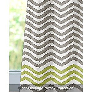 Artwork Store Valances Windows Curtain Abstract Chevron Zig Zag Gary and Yellow Ripple Kitchen Valances Rod Pocket Window Treatment Short Curtains Valance for Window 1 Panel,42 by 18 inches