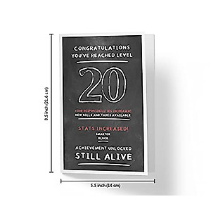 20th Birthday Card for Him Her - 20th Anniversary Card for Dad Mom - 20 Years Old Birthday Card for Brother Sister Friend - Happy 20th Birthday Card for Men Women | Karto – Level Reached