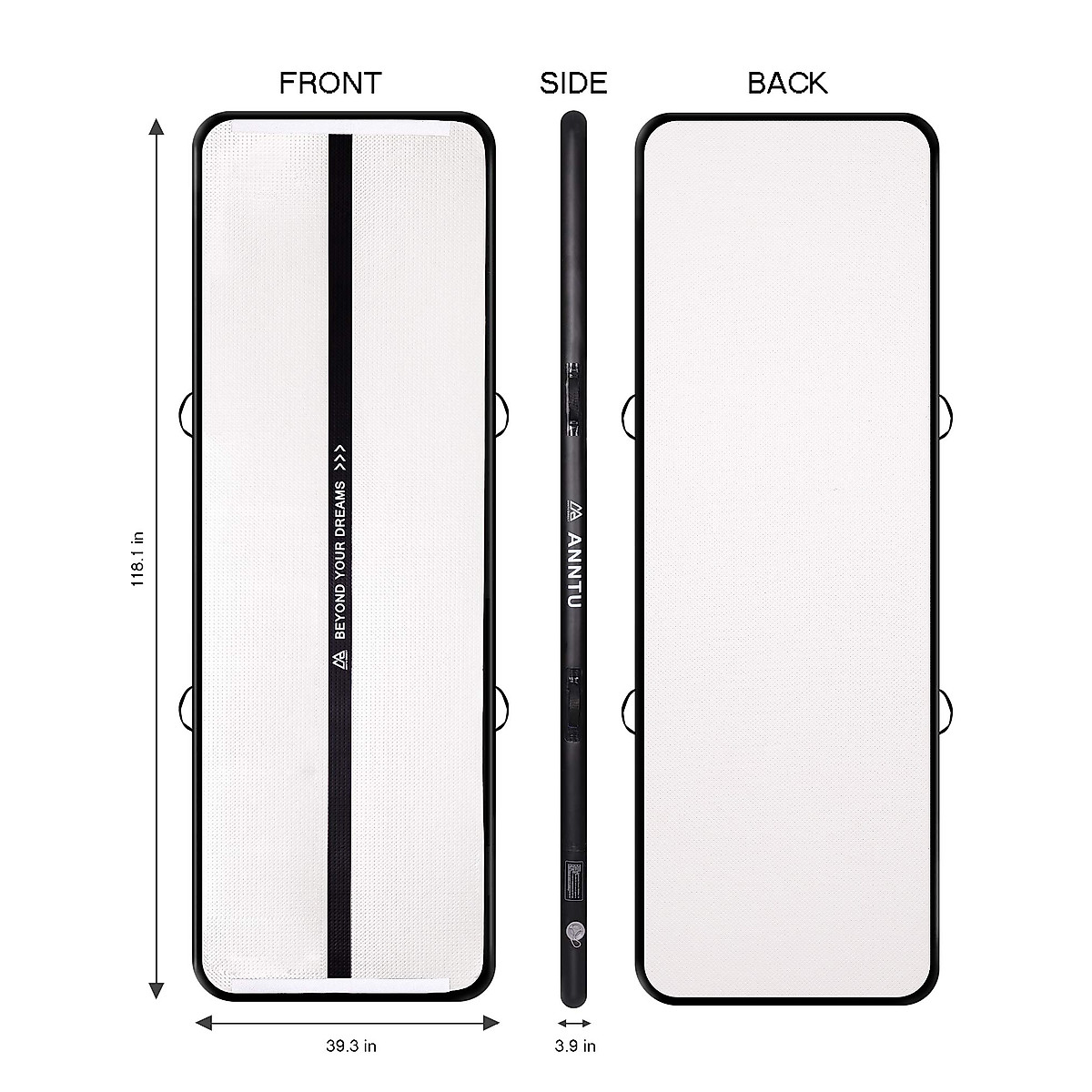 Inflatable Air Gymnastics Mat 10ft Training mat 4 inches Thick tumbling mat with Electric Pump for Home/Gym/Outdoor (Black-10FT)