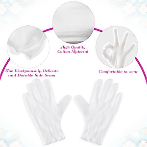 Paxcoo 12 Pairs XL White Cotton Gloves for Dry Hand Moisturizing Cosmetic Eczema Hand Spa and Jewelry Inspection