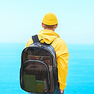 COVAX Heavy Duty Clear Backpack, Large Transparent Clear Bookbag, See Through Backpack for College, Work, Security Travel & Sports (Brown)