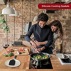 Silicone Spatula Turner Set, Premium Spatulas Silicone Heat Resistant Pack of 2 Kitchen Spatula for Nonstick Cookware, Solid & Slotted Rubber Spatula for Fish, Eggs, Pancakes, Wok, Cooking Utensils