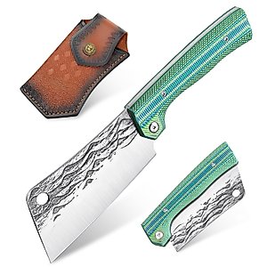 Freelander Folding Chef Knife, 6 Inch Kitchen Knife, Razor Sharp Cooking Knife for Meat Cutting with Sheath, High Carbon Stainless Steel Blade with G10 Handle,for Home Kitchen and Outdoor Camping