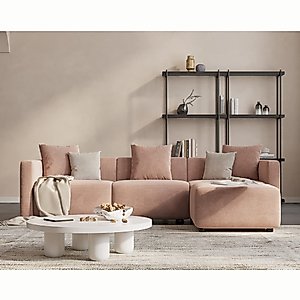 Acanva Luxury L-Shaped Upholstery Convertible Modular Sectional Sofa, Contemporary Reversible Couch with Chaise Lounge for Living Room, Apartment, 4 Piece Set, Pink