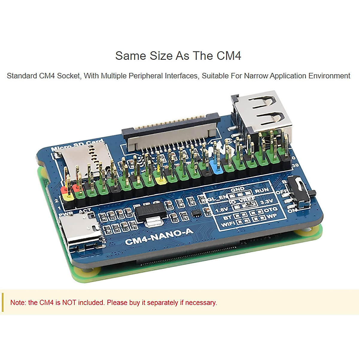 Nano Base Board (A) for Raspberry Pi Compute Module 4 Lite/eMMC,with Raspberry Pi 40PIN GPIO Interface, USB 2.0, MIPI CSI-2 Port