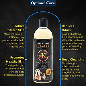 E3 Aloe and Oatmeal Shampoo for Cats & Dogs - for Allergies, Itching, Dog Skin and Coat Supplement, Helps Shedding, Hot Spots, Deodorizing Dog Shampoo - 16oz