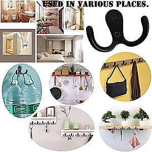 KINMAX 10PCS Heavy Duty Double Prong Coat Hooks Wall Mounted Hook with 20 Screws,Metal Cloth Hanger for Coat,Bathroom, Kitchen