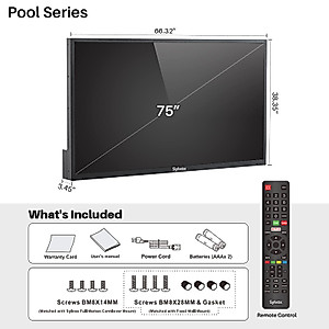 SYLVOX 75 inch Outdoor TV, 2000 nits Full Sun LED Outdoor TV, 4K UHD Smart Television IP55 Waterproof, High Brightness, ATSC & NTSC Tuner, Support Bluetooth & 2.4G WiFi, for Outside & Backyard