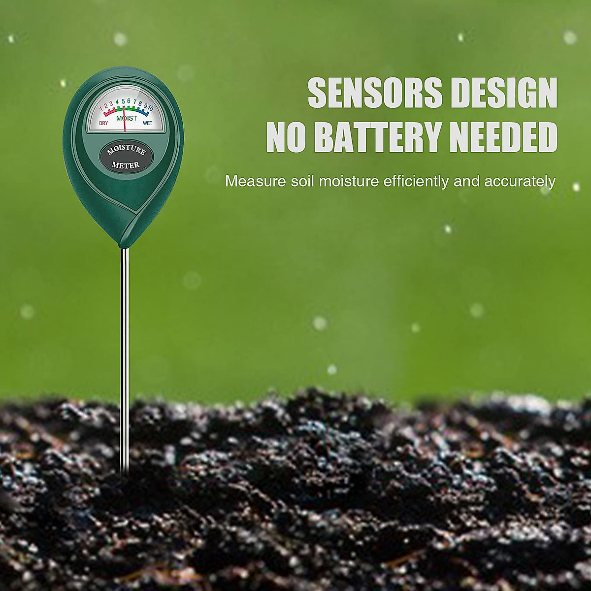 MOOCK Soil Moisture Meter, Portable Plant Soil Test Kit Indoor Outdoor Use, Hygrometer Moisture Sensor Water Meter for Potted Plants Succulents Trees Lawn Farm Garden, No Battery Needed, Easy to Read