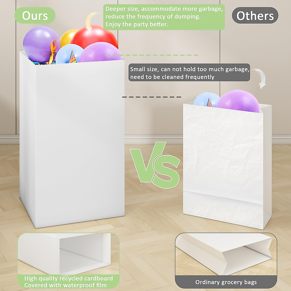 13 Gallon Disposable Trash Cans, 4 Pack, Reusable Portable Garbage Can, Disposable Trash Cans for Parties, Pop Up Trash Cans for Parties, Suitable for Parties, Weddings, Birthdays, Picnics, Trips