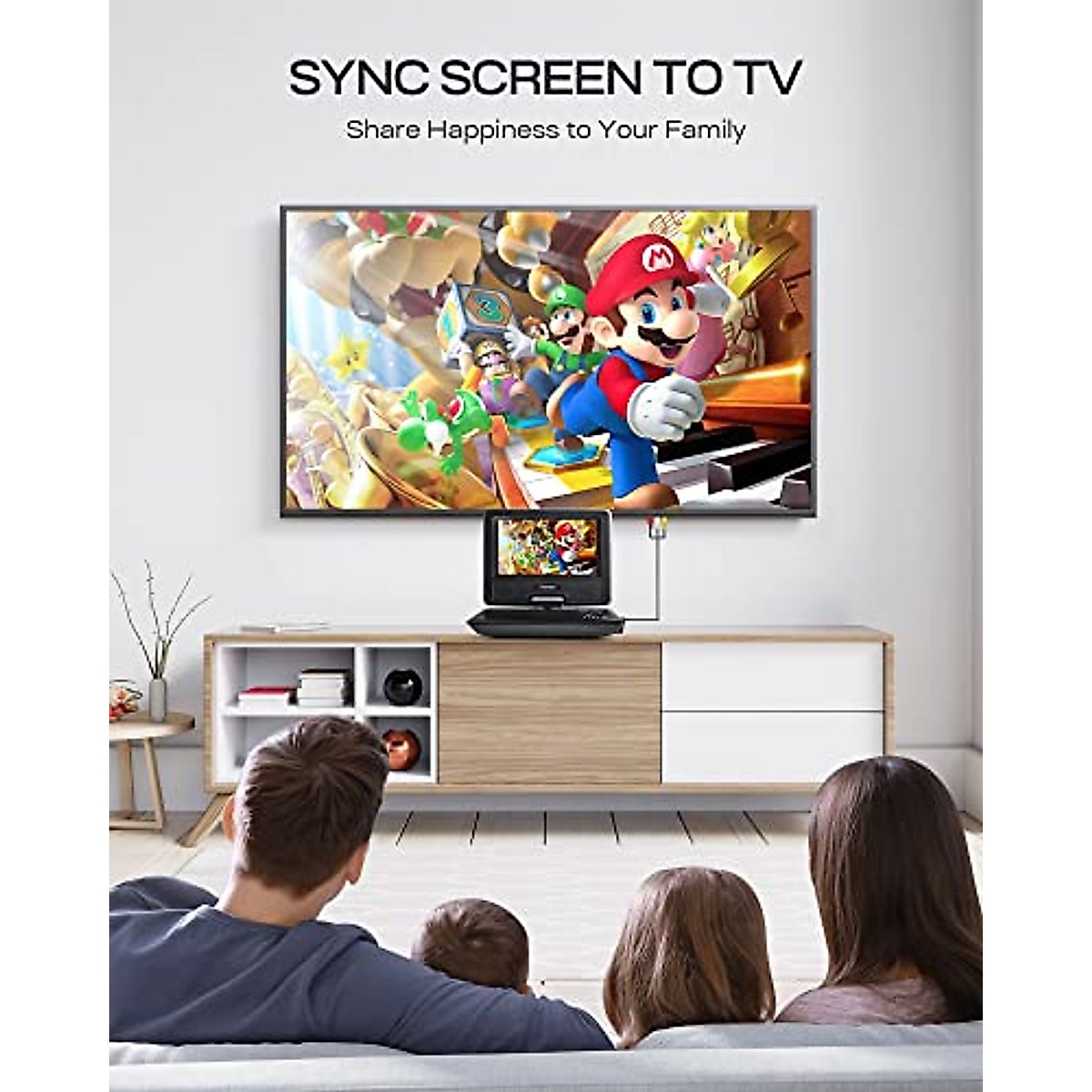 YOTON 9.5" Portable DVD Player for Kids and Car, 7.5" Swivel HD Screen with 4-6 Hours Built-in Battery, Support Sync Screen to TV, Support SD Card/USB/Multiple Disc Formats