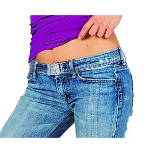Invisibelt Skinny Belt - Lay Flat, Adjustable, No Buckle Belt with Narrow Band (Clear, Standard)