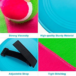 Outdoor Games for Kids - Outside Toys for Kids Ages 4-8, Toss and Catch Ball Set, with 4 Paddles 4 Balls, and 1 Storage Bag, Yard Games for Kids Boys Girls Birthday Gifts New Year Gifts- 4 Blue