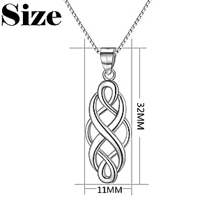 GDDX 925 Sterling Silver Good Luck Polished Celtic Knot Cross Pendant Necklace for Womens (Long Silver)
