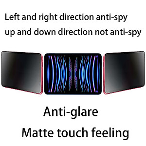 BWEDXEZ Privacy Anti-Glare Screen Protector Anti-Spy Soft Film Suit for iPad Pro 12.9 inch 2022 2021 2020 2018 Matte Anti-Peeping