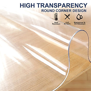 Multi-Size 24x48" Clear Table Protector Kitchen Dining Room Wood Furniture Cover Screen Protection Plastic Tablecloth Mat Wipeable Easy Clean Desktop Protective Pad PVC Vinyl Coffee Side Tabletop