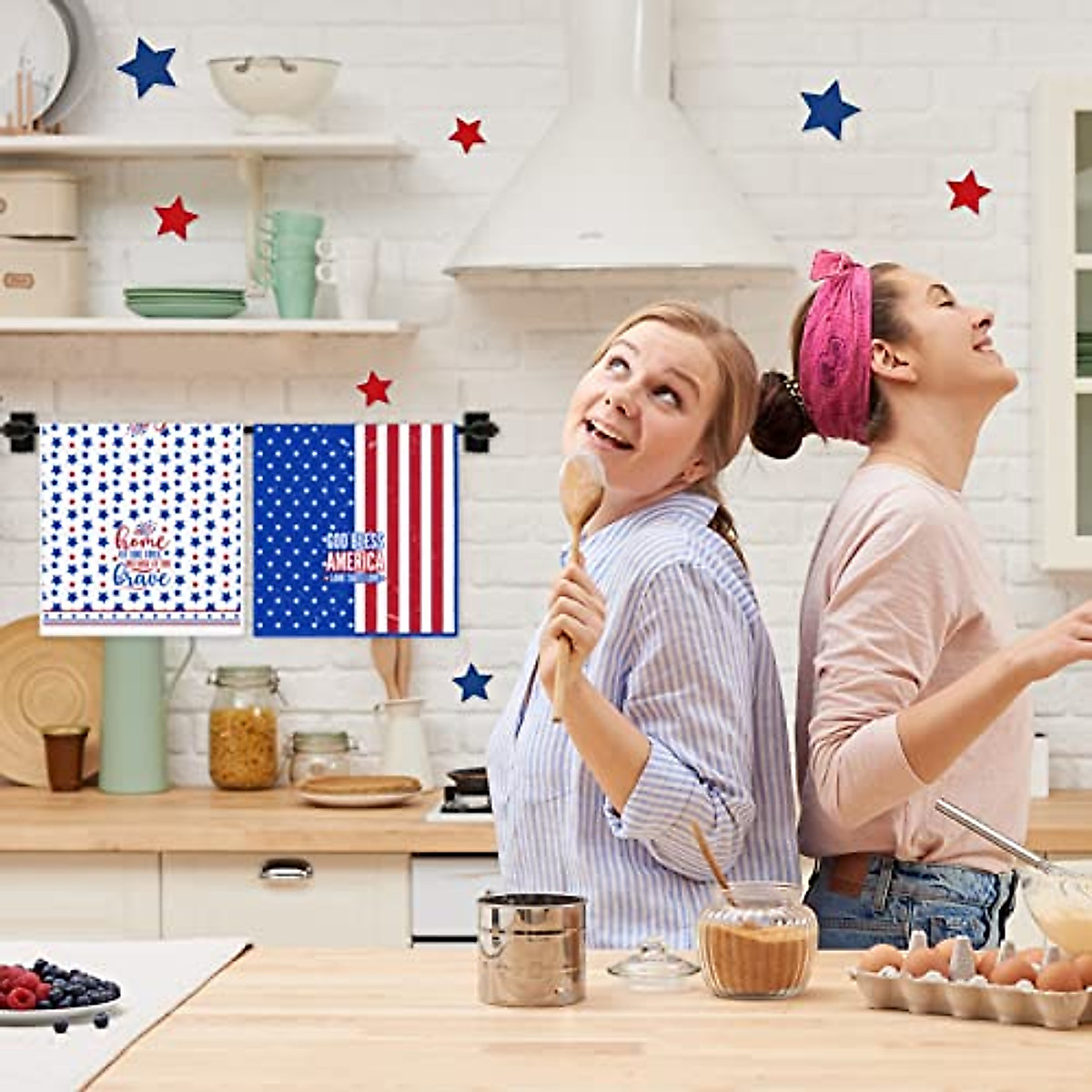 4th of July Decorations, Fourth of July Kitchen Towels, Patriotic Memorial Day Dish Towel, July 4th Kitchen Decor, Independence Day Home Party Decoration, American Flag Stars Bathroom Hand Towels