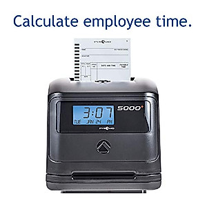 Pyramid Time Systems, Model 5000 Auto Totaling Time Clock, Handles up to 100 Employees, Made in USA, black