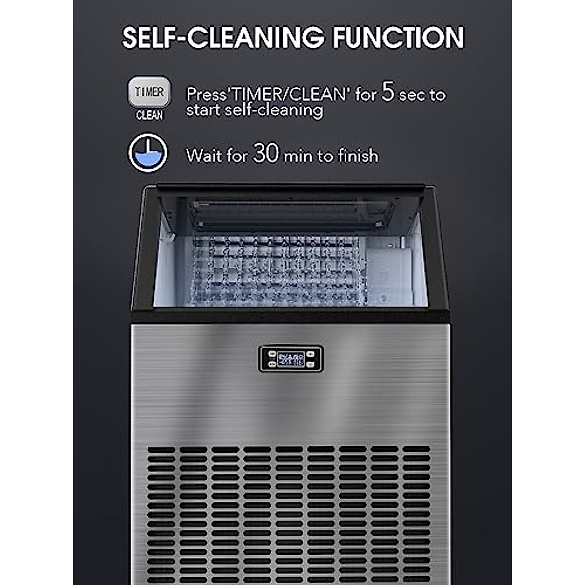 Joy Pebble Commercial Ice Machine,265 lbs/24H/11,500pcs,120pcs/Cycle,Ice Size Control,24H Timer,Ice Maker Machine Under Counter for Restaurant/Bar/Office/Home/Party