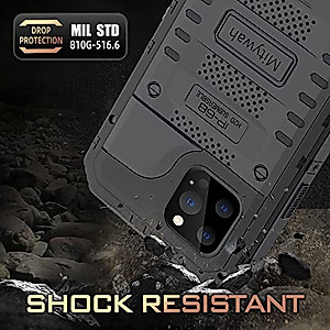 Mitywah Waterproof Case for iPhone 12 Pro Max, Heavy Duty Military Grade Armor Metal Case, Full Body Protective Rugged Shockproof Thick Dustproof Strong Case for iPhone 12 Pro Max 6.7’’, Black