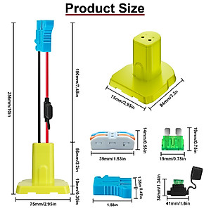 Power Wheel Battery Adapter With Harness Connector for Ryobi 18v Battery Adapter, Power Wheel Battery Converter Kit Contains Fuse And Wire Terminals And Is Compatible with Peg-Perego Kids Riding Toys