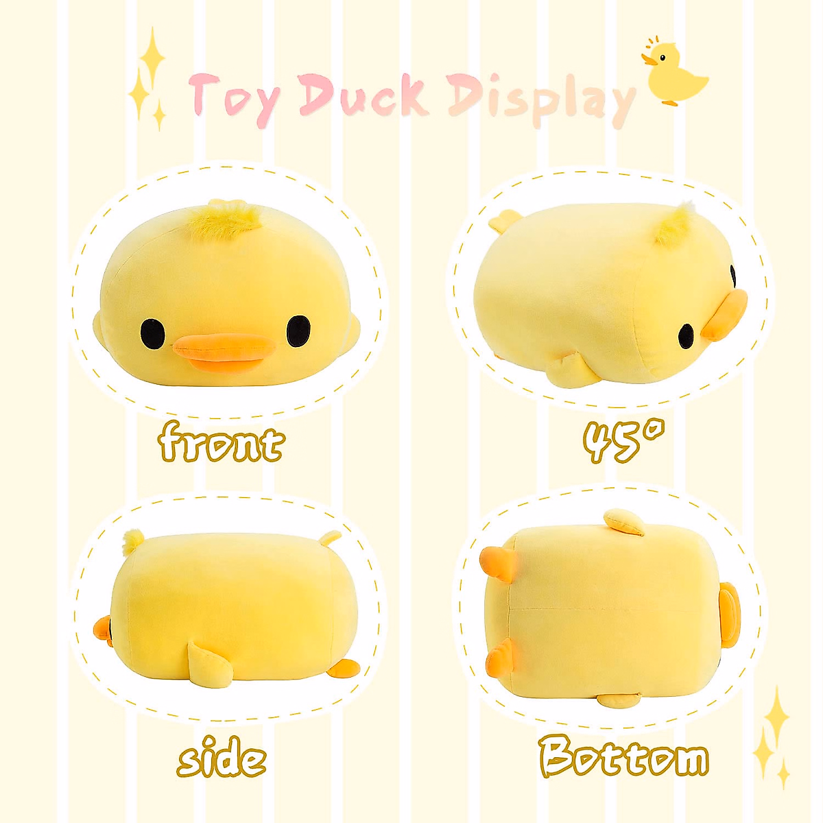 PUEENOD Duck Plush Toy, Duck Plushie Stuffed Animal Toy Gifts for Kids Yellow 15Inch