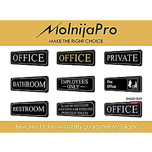 Restroom Sign for Office Door Wall – Bathroom Signs for Home and Business - Water Closet Sign Black White Sticker 9×3 in - Easy Installation Without Any Tools - Quality Guaranteed by MolnijaPro