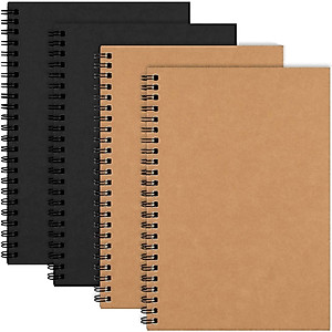 EOOUT 4 Pack Spiral Lined Notebook, Ruled Journals Notebooks, Soft Cover Notebook, 80 Sheets, 160 Pages, Lined Paper, 5" x 8", for Gifts, Office, School Supplies