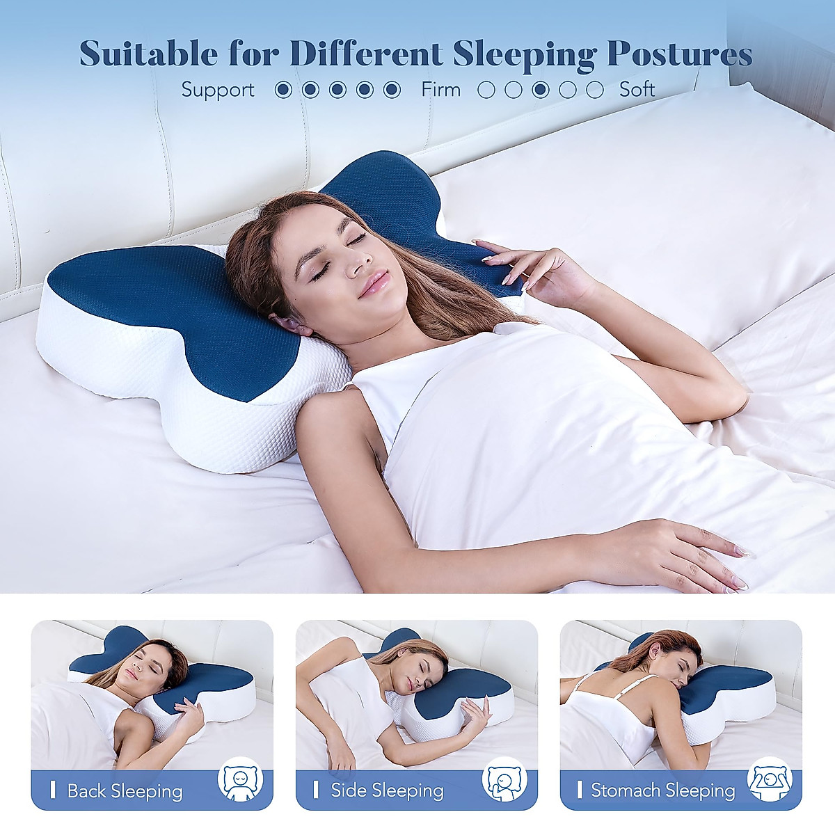 Cervical Pillows for Neck Pain Relief - Adjustable Orthopedic Side Sleeping Pillow, Memory Foam Pillows for Neck and Shoulder Support, Ergonomic Contour Side Back Stomach Sleeper Bed Pillow for Adult