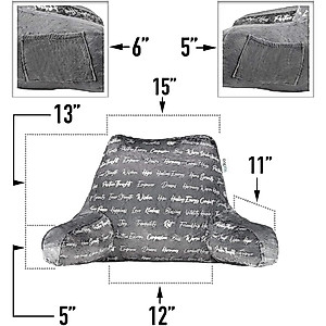 MYOOLOO Gratitude Reading Study Pillow Bed Wedge with Arms and Pockets Bolster Back Support Lumbar - Certified USA Made Memory Foam
