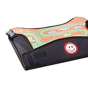 Coolmum Kids Travel Tray, Toddler Car Seat Tray, Double Sided Activity Organizer, Snack Lap Tray, Baby Stroller Tray, Airplane Play Table, Waterproof and Foldable (Premium Black)