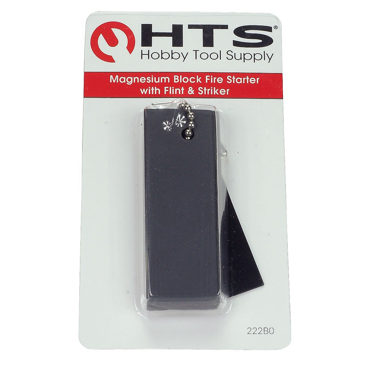 HTS 222B0 Magnesium Block Fire Starter with Flint & Striker
