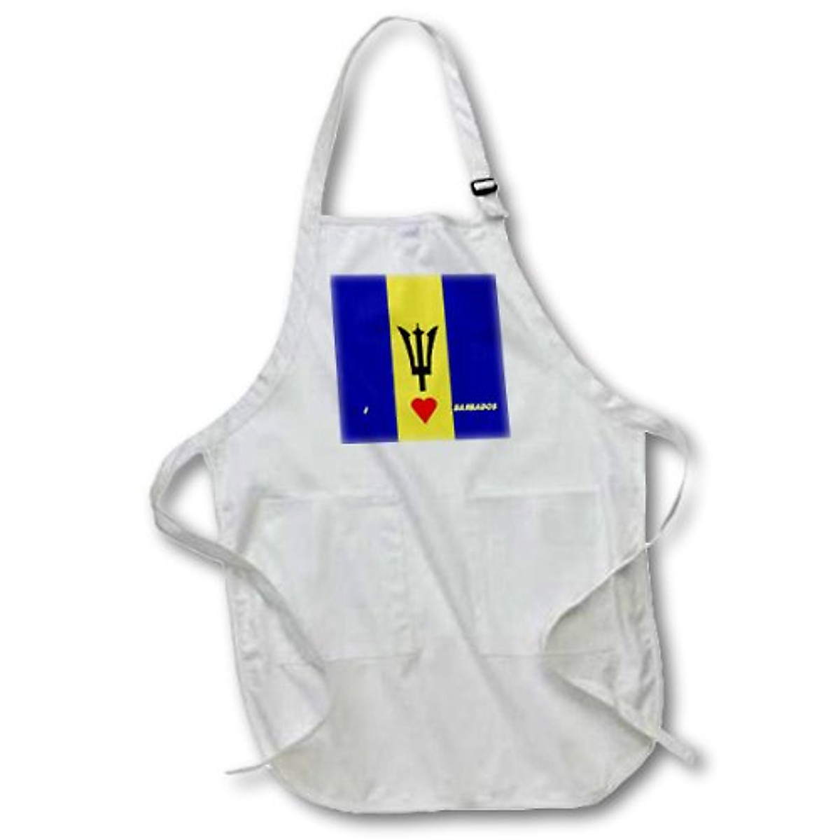 3dRose apr_51526_1 I Love Barbados Full Length Apron with Pockets, 22 by 30-Inch, White