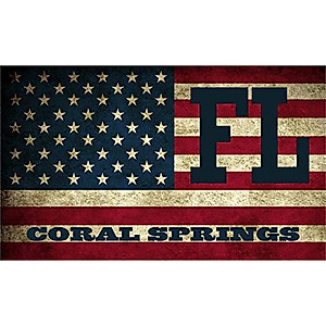 (x3) 2x3 inch Stickers | Reflective Coral Springs FL Florida Broward County Vintage US Flag Sticker Graphic - Construction Toolbox, Hardhat, Lunchbox, Helmet, Mechanic, Luggage