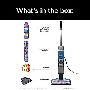 Shark WD101 HydroVac XL 3-in-1 Vacuum, Mop & Self-Cleaning System with Antimicrobial Brushroll* & Solution for Multi-Surface , Perfect for Hardwood, Tile, Marble, Area Rug & More, Corded, Navy
