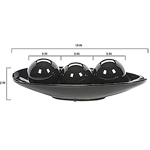 Hosley Decorative Bowl and Orb Set. Ideal Gift for Weddings Special Occasions and for Decorative Centerpiece in Your Living Dining Room (Black)