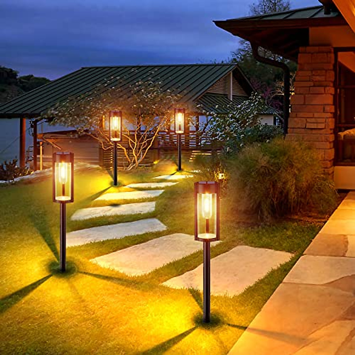 URPOWER Solar Pathway Lights, 6 Pack Solar Outdoor Lights IP65 Waterproof Decorative Solar Garden Lights, Auto On/Off Solar Powered Landscape Path Lighting for Driveway Walkway Yard Lawn Patio Decor