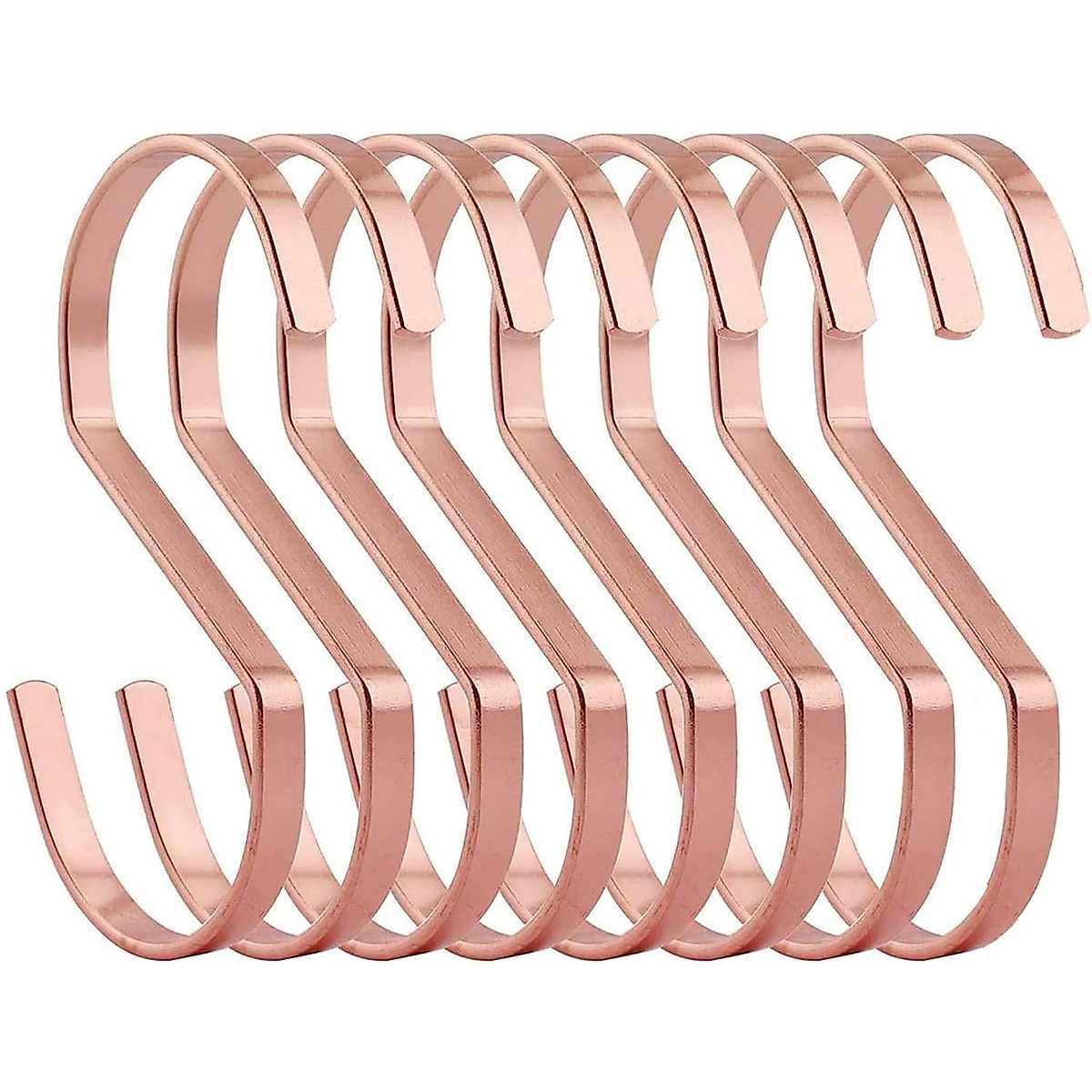 METLUCK 16-Pack 4 Inch Flat S Shape Hooks Heavy-Duty Chrome Finish Hanging S Hooks for Kitchenware, Pots, Utensils, Plants, Towels, Gardening Tools, Clothes (Rose Gold)