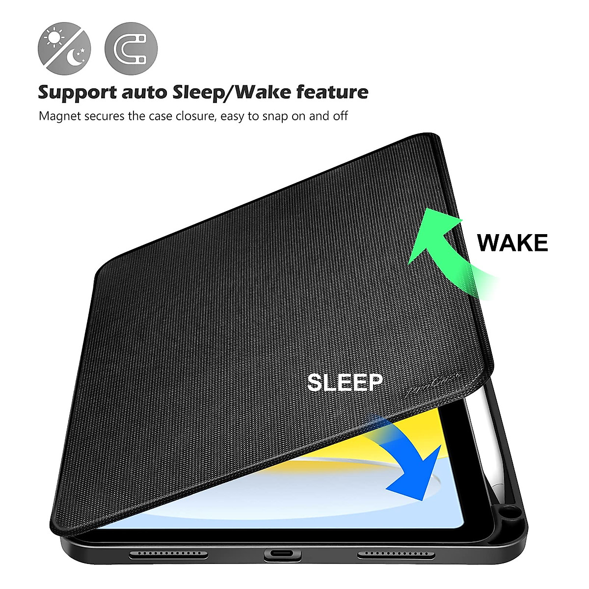 ProCase Smart Case for 2022 iPad 10th Generation Case with Pencil Holder, Slim Stand Protective Folio Book Cover for iPad 10.9 inch 2022 A2696 A2757 A2777-Black