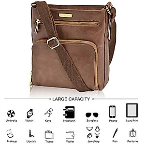 Crossbody Bags for Women - Real Leather Small Vintage Adjustable Shoulder Bag (Russet)