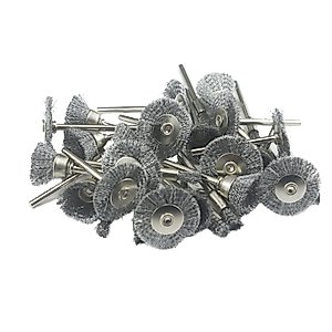 𝐉𝐔𝐍𝐋𝐈𝐗𝐍 30 Pcs Wire Brush Wheel, 1/8 Inch Shank Coarse Crimped Steel Wire Brushes Kits for Dremel Rotary Tool (Silver)
