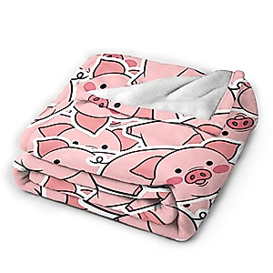 Cartoon Pink Pig Blanket Plush Lightweight Soft Flannel Fleece Throw Blankets Bedding for Bed Sofa Couch Living Room 50"x40"