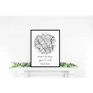 Custom Where We Met Map Print, The Night We Met, Personalized Anniversary Wedding Valentine's Gift for Her & Him - Canvas 1.5" Poster