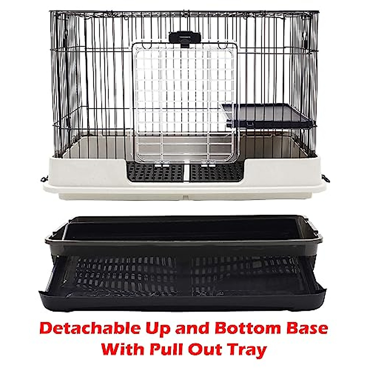 Large 5-Level Indoor Small Animal Pet Cage for Guinea Pig Ferret Chinchilla Cat Playpen Rabbit Hutch with Solid Platform & Ramp, Leakproof Litter Tray, 2 Large Access Doors Lockable Casters