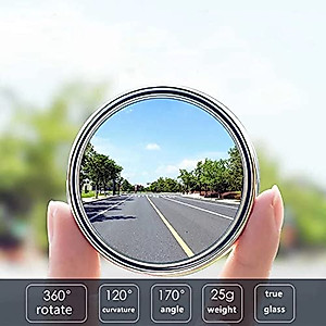 Blind Spot Mirrors for Car 2Inch Round HD Rear View Convex Mirrors 360°Rotatable HD Glass Mirrors Convex Wide Angle Blind Spot Mirrors for Trucks, Car, Van, SUV (Sliver-4pcs)
