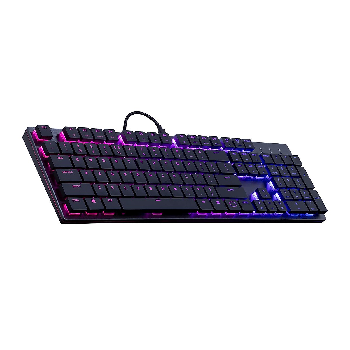 Cooler Master USB Type-C (Keyboard Side), USB 2.0 Type A (Computer Side) Sk-650-Gklr1-US SK650 Mechanical Keyboard with Cherry MX Low Profile Switches In Brushed Aluminum Design,BlacK Layout,Full