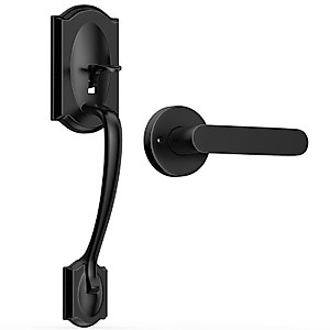 YYTDZSW Front Door Handle, Exterior Door Handle，Entry Door Handle with Reversible Lever, Adjustable Door Handle，Interior Door Handle, Black Door Handle,Matte Black