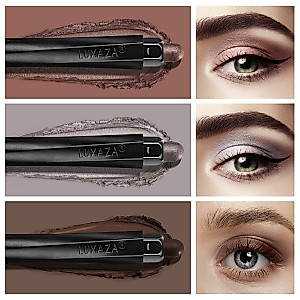 LUXAZA 3PCS Eyeshadow Stick,Matte And Shimmer Neutral Cream Eye shadow Pencil Crayon Brightener Makeup with Crease-proof Formula,Waterproof & Long Lasting Eye Shadow And Eyeliner Pen Sets
